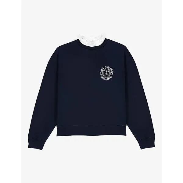 Maje Varsity-embroidered Oversized Cotton Sweatshirt