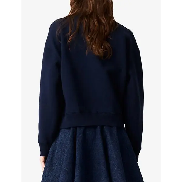 Maje Varsity-embroidered Oversized Cotton Sweatshirt