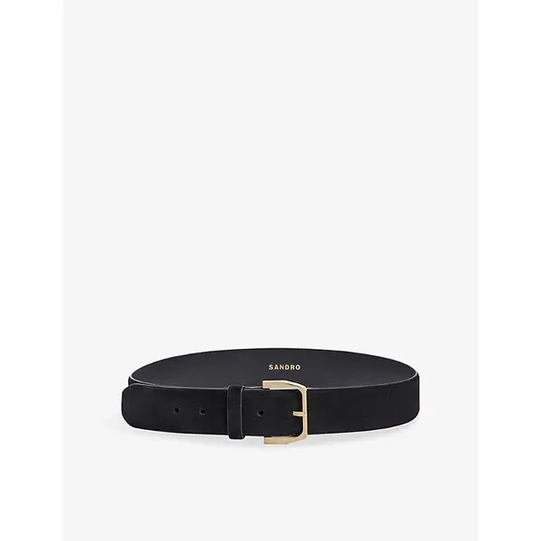 Sandro Metal-buckle Suede Belt - Black