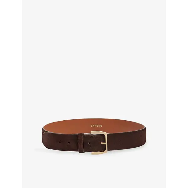 Sandro Metal-buckle Suede Belt - Brown