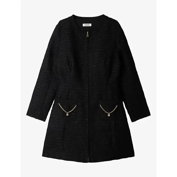 Sandro Zipped Chain-embellished Woven Mini Dress