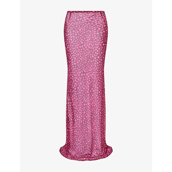 HYPHEN Polka-dot Print Sheer Maxi Skirt
