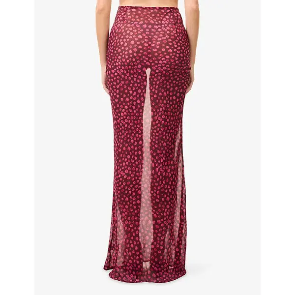 HYPHEN Polka-dot Print Sheer Maxi Skirt