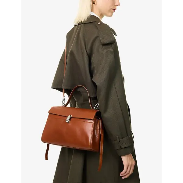 Savette Symmetry Leather Top-handle Bag - Cognac