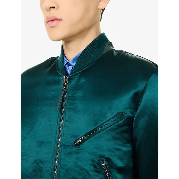 TOM FORD Varsity Zip Satin Bomber Jacket