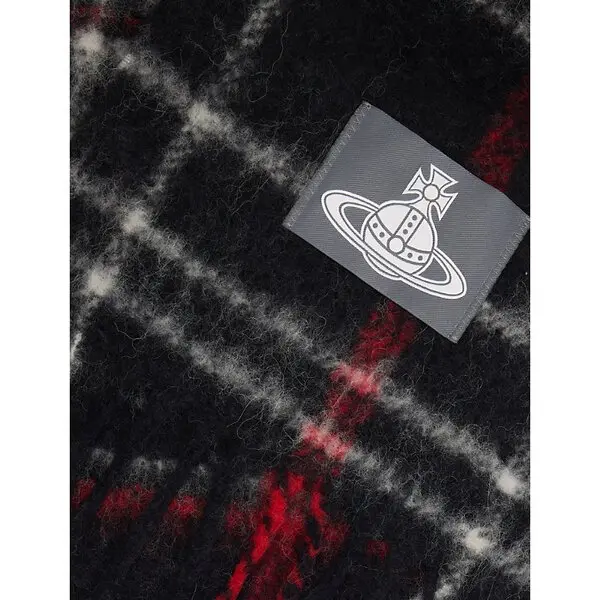 VIVIENNE WESTWOOD Checked Brand-patch Wool-blend Scarf