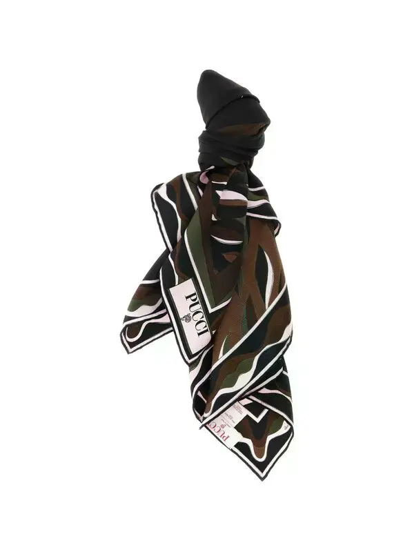 Emilio Pucci Mixed Print Silk Scarf