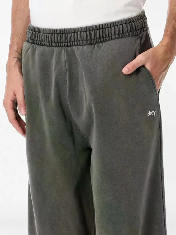 Obey Logo-embroidered Track Pants - Grey