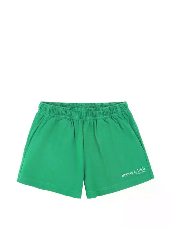 Sporty & Rich Logo-print Elasticated-waistband Shorts - Green