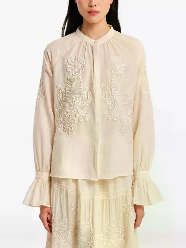 Antik Batik Marta Embroidered Ruffled-cuff Shirt