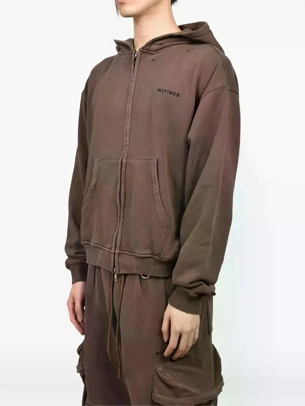 MLVINCE Logo-embroidered Distressed Hoodie