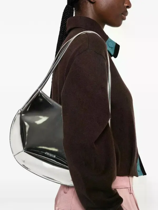 JIL SANDER Kante Metallic-effect Leather Shoulder Bag - Silver