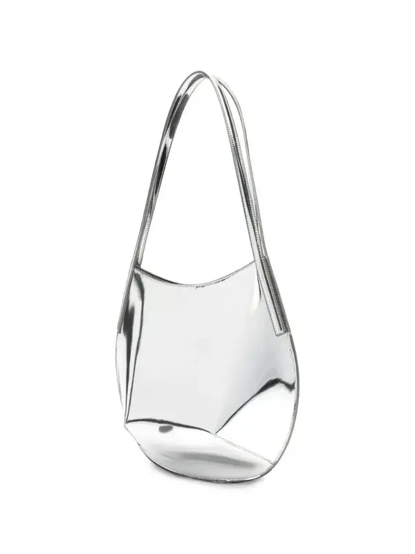 JIL SANDER Kante Metallic-effect Leather Shoulder Bag - Silver