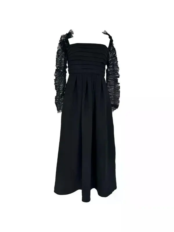 SELF-PORTRAIT Dot Mesh Midi Dress - Black