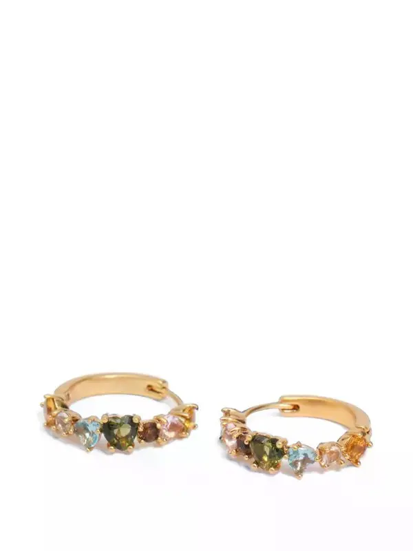 Bimba Y Lola Small Crystals Heart Hoop Earrings