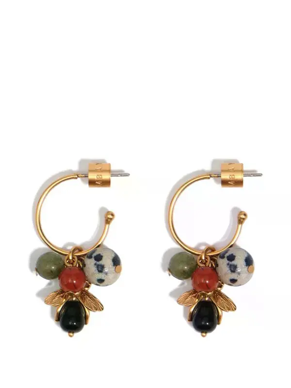Bimba Y Lola Medium Bee And Stones Hoop Earrings