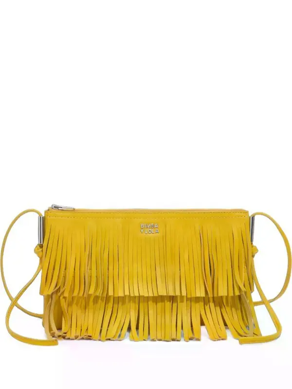 Bimba Y Lola Small Lemon Leather Fringed Clutch Bag