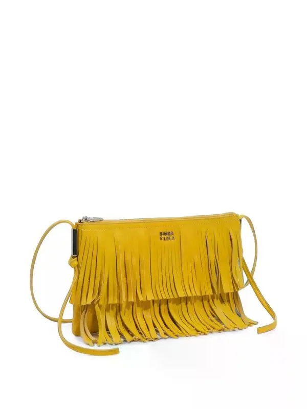 Bimba Y Lola Small Lemon Leather Fringed Clutch Bag