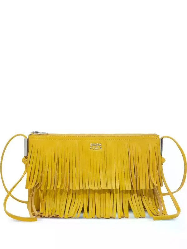 Bimba Y Lola Small Lemon Leather Fringed Clutch Bag - Yellow