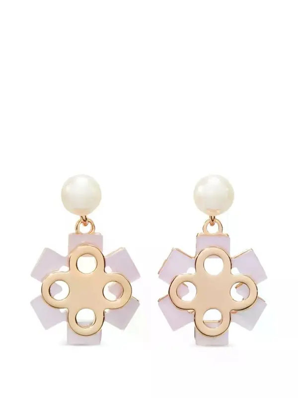 Tory Burch Forget Me Not Pearl Drop Earrings - Gold