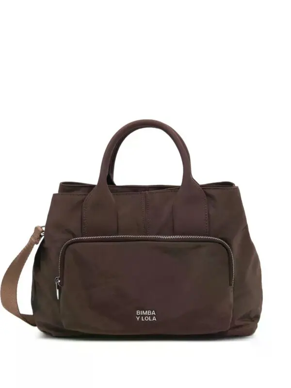 Bimba Y Lola Large Mocha Nylon Pocket Handbag - Brown