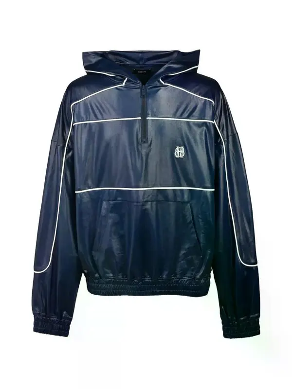 BREATH Piping-detail Half-zip Hoodie - Blue