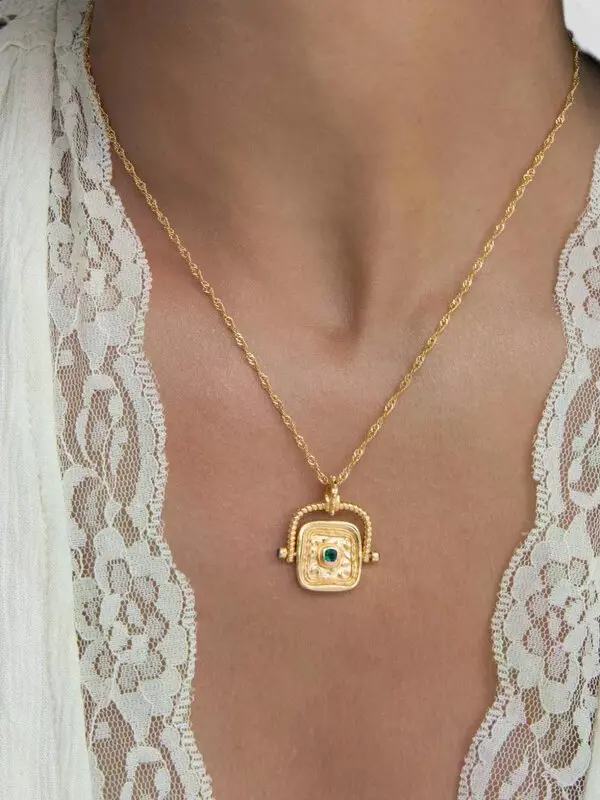 OTTOMAN HANDS Wax Seal Rotating Necklace - Gold