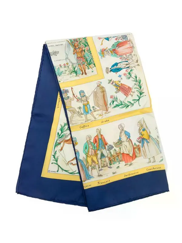 Hermès 1990-2010 Costumes Civils Actuels Silk Scarf 90 Scarves - Blue