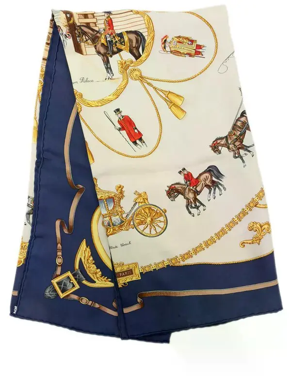Hermès 1999-2007 The Royal Mews Silk Scarf 90 Scarves - White