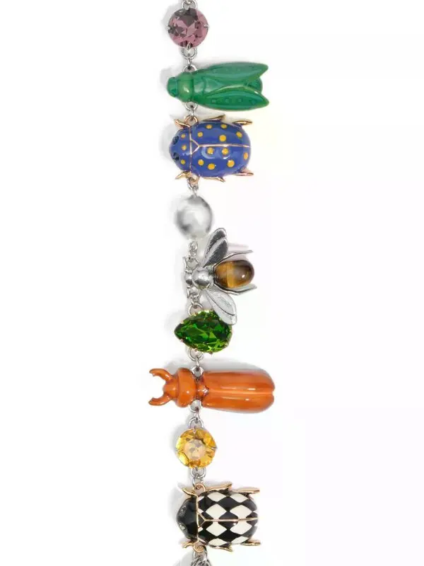 Bimba Y Lola Enamel Beetle Necklace With Crystals