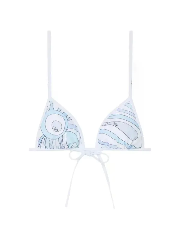 Emilio Pucci Marmo-print Bikini Top - White