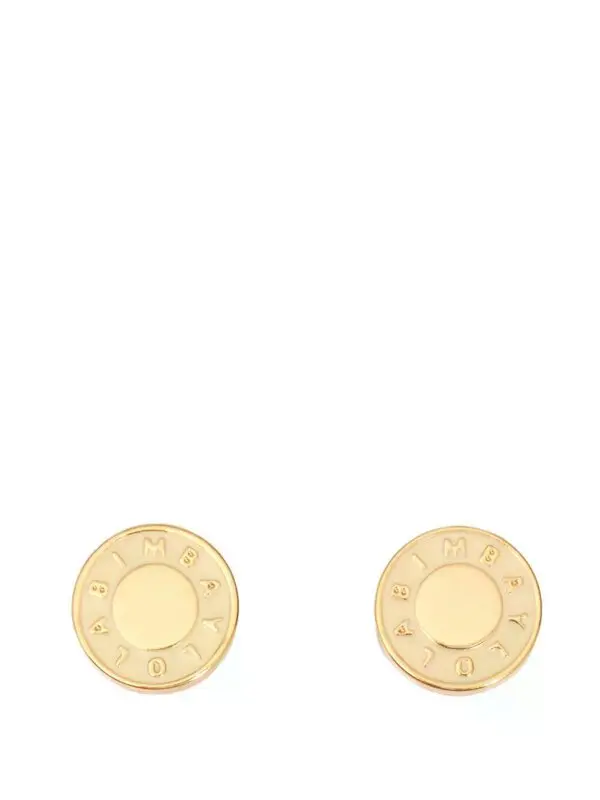 Bimba Y Lola Ivory Enamel Logo Earrings - Gold