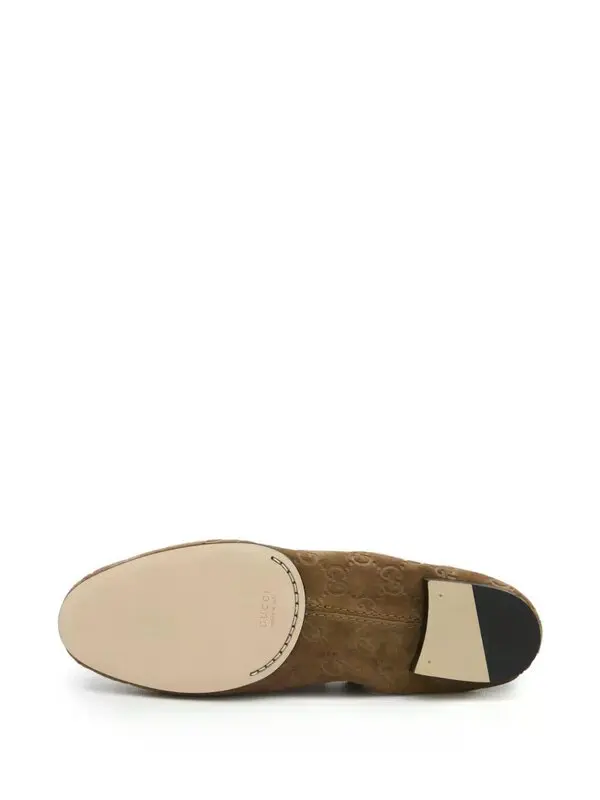 Gucci Horsebit Embossed-logo Leather Loafers