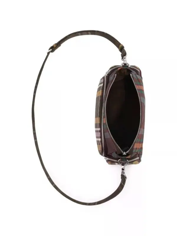 Bimba Y Lola Small Chocolate Green Tartan Pocket Bag
