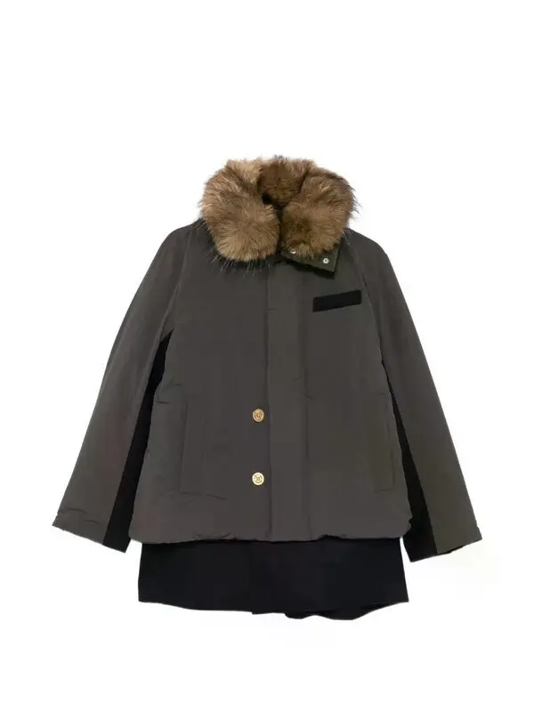 Sacai Faux-fur Trim Layered Jacket - Green
