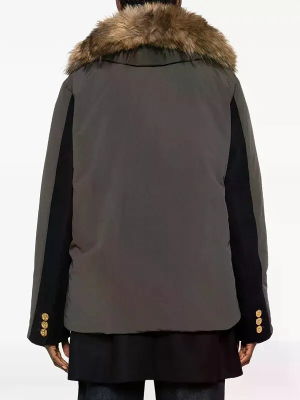 Sacai Faux-fur Trim Layered Jacket - Green