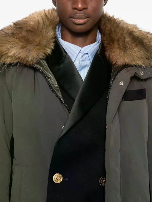 Sacai Faux-fur Trim Layered Jacket - Green