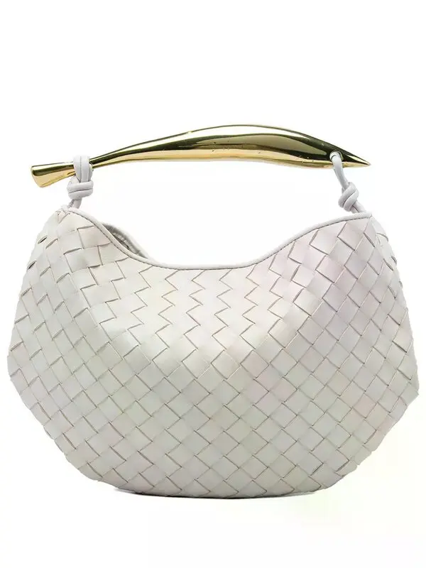 Bottega Veneta 2012-2026 Lambskin Intrecciato Sardine Satchel - White