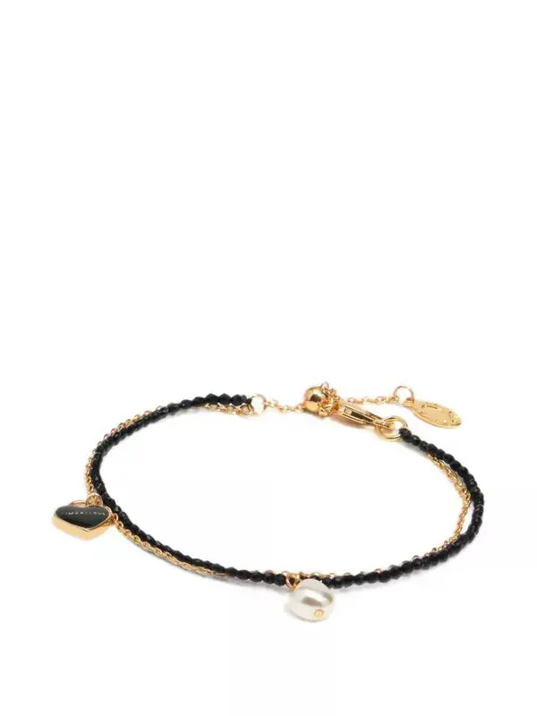 Bimba Y Lola Black Heart-logo Double-chain Bracelet