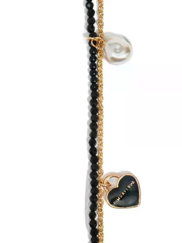 Bimba Y Lola Black Heart-logo Double-chain Bracelet