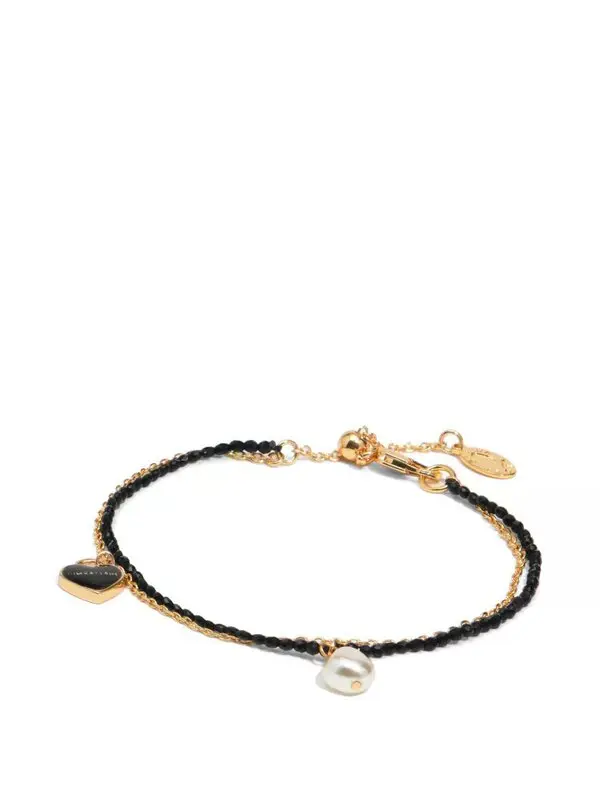 Bimba Y Lola Black Heart-logo Double-chain Bracelet - Gold