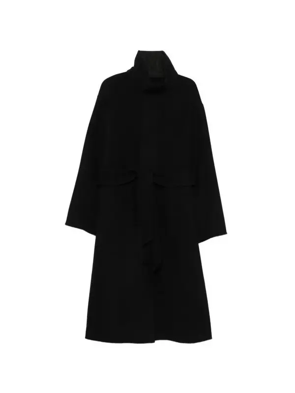 AIN AMOR Belted High-neck Coat - Black