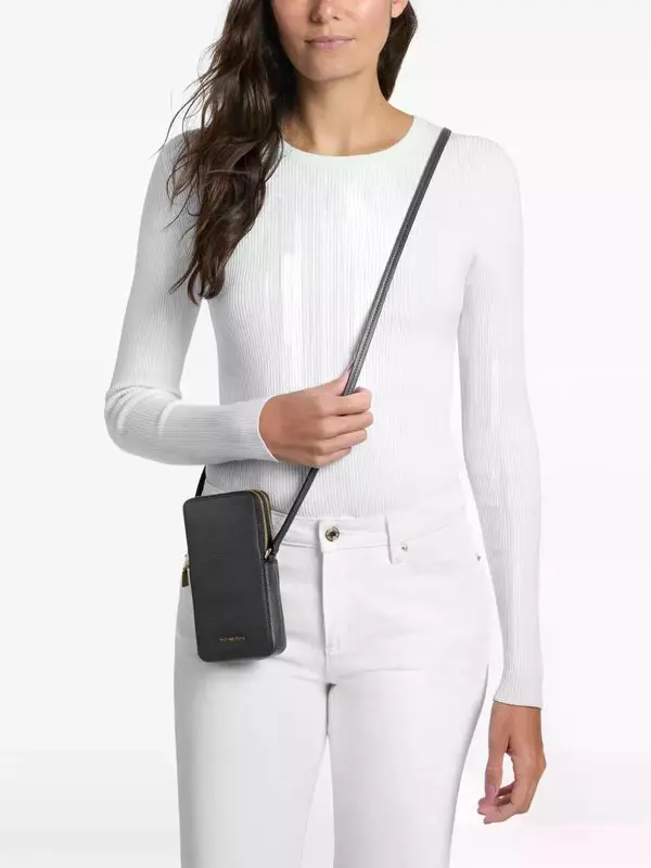Michael Kors Jet Set Small Pebbled Leather Smartphone Crossbody Bag - Black