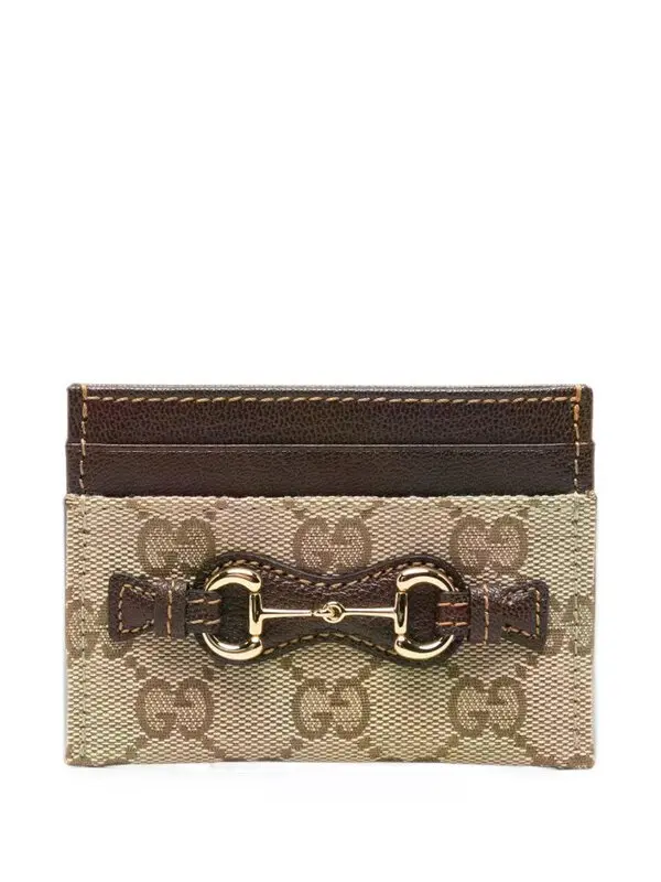 Gucci Primavera Gg Supreme Horsebit Card Holder - Neutrals