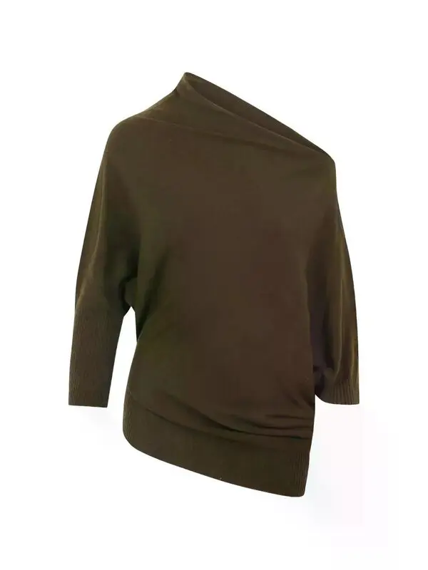JOVONNA Liana Asymmetric Knitted Sweater - Green