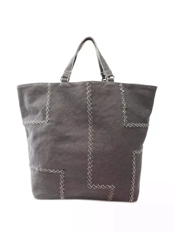 Bottega Veneta 2000s Whipstitch Canvas Tote Bag - Grey