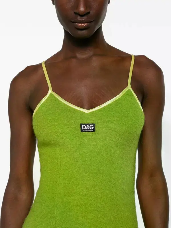 Dolce & Gabbana 2000s Logo-patch Spaghetti-strap Dress