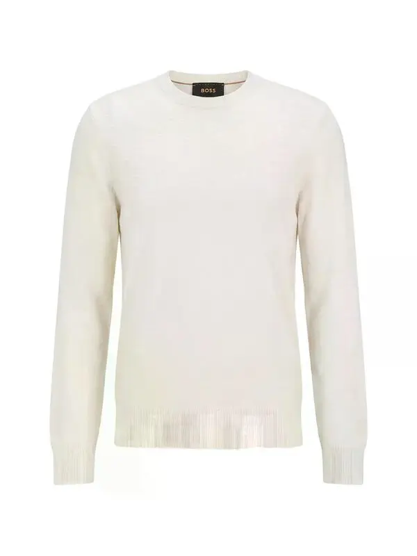 BOSS Silk Sweater With Jacquard Pattern - Neutrals