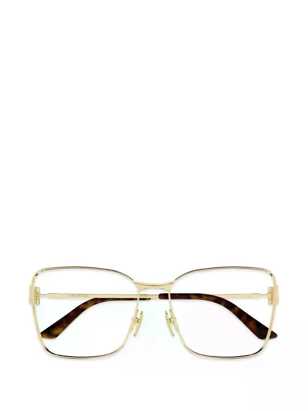 Balenciaga Bb-logo Square-frame Glasses - Gold