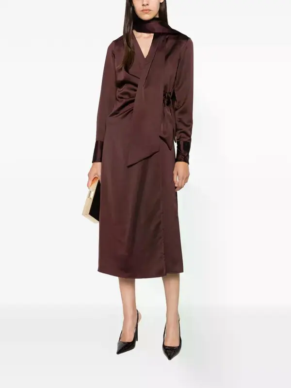 Imperial Scarf-detail Wrap-style Midi Dress